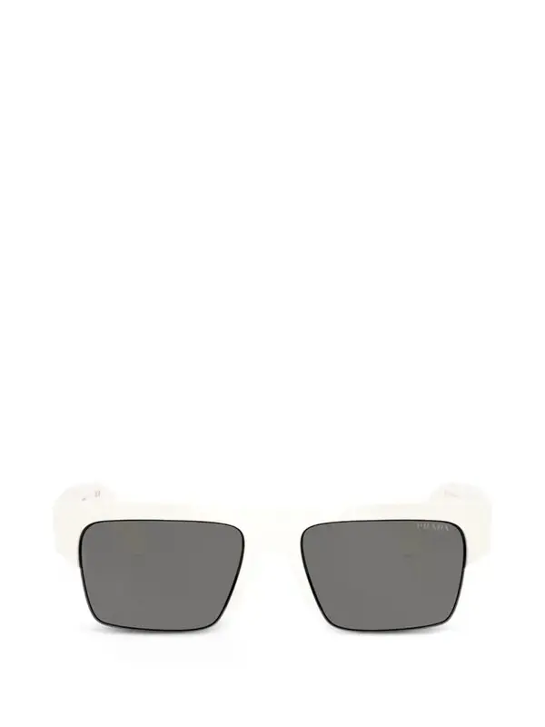 Prada Logo-detail Rectangle-frame Sunglasses - White