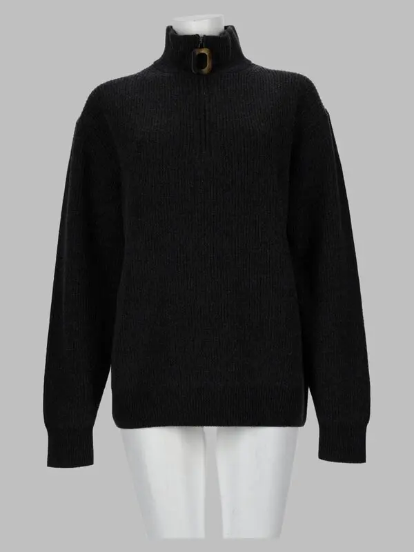 JW Anderson Wool And Organic Cotton Quarter Zip Sweater - Silver