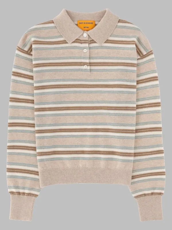 Guest In Residence Polo Collegiate In Maglia Di Cashmere - Cream