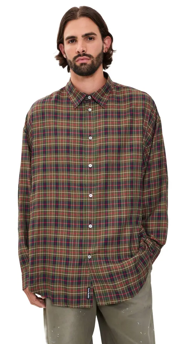 Acne Studios Setar Check Flannel Shirt - Green Multi
