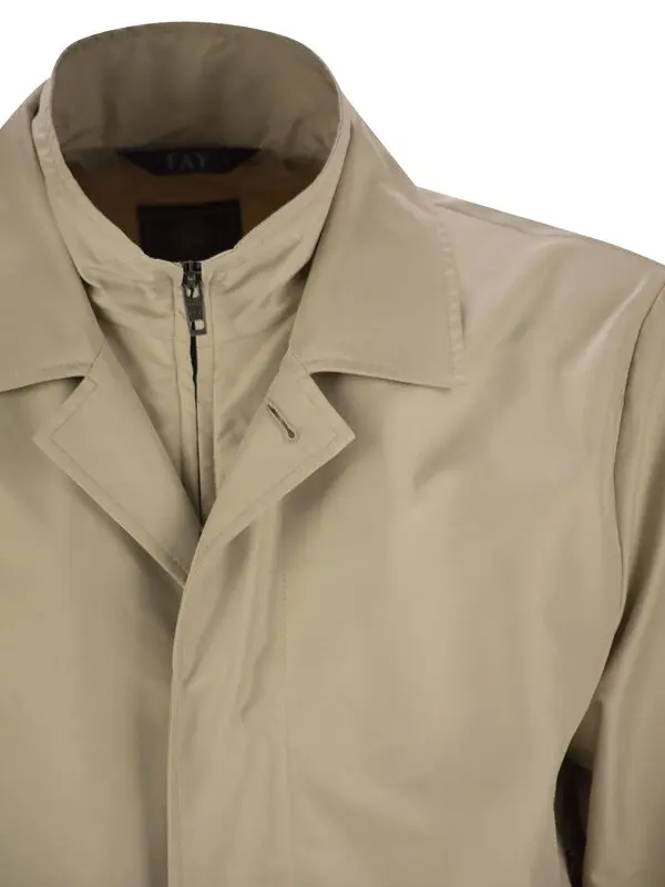 FAY Morning Coat In Technical Cotton - Cream
