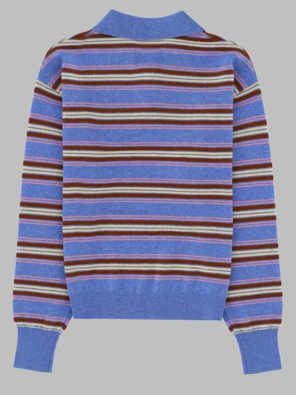 Guest In Residence Cashmere Striped Polo Sweater - Blue