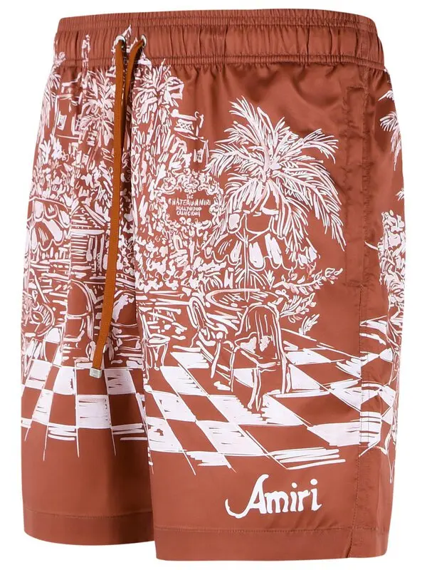 Amiri Terracotta Polyester Swimsuit