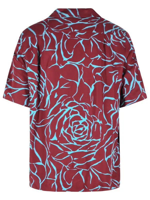 Dries Van Noten Carltone' Burgundy And Light Blue Viscose Shirt - Multicolor