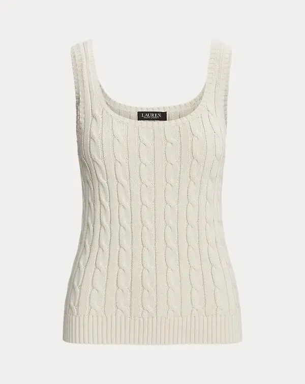 Ralph Lauren Cable Cotton-blend Sleeveless Sweater - Cream