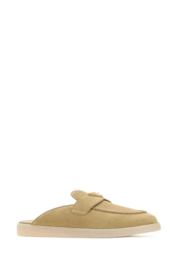 Prada Sand Suede Slippers