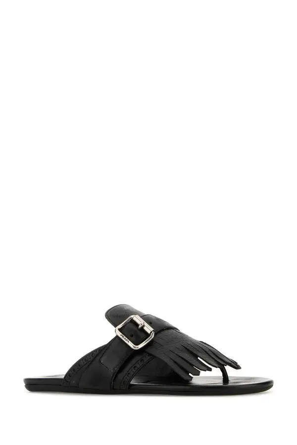 Prada Leather Shuffle Thong Slippers
