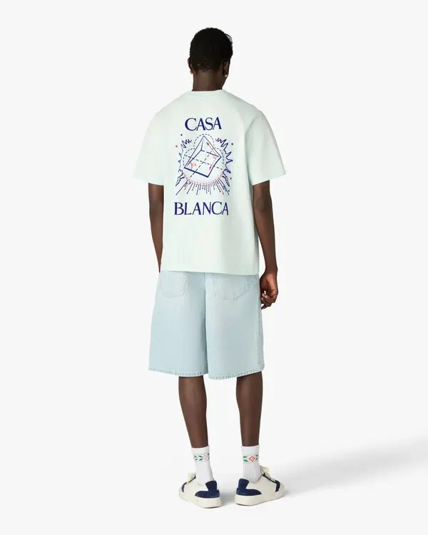 Casablanca Ice Blue Celestial Pyramid Printed Short Sleeve T-shirt