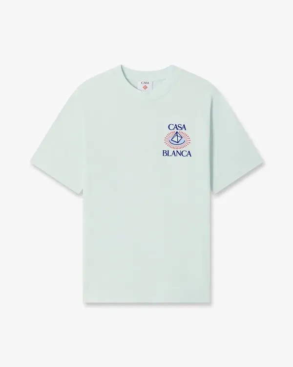 Casablanca Ice Blue Celestial Pyramid Printed Short Sleeve T-shirt