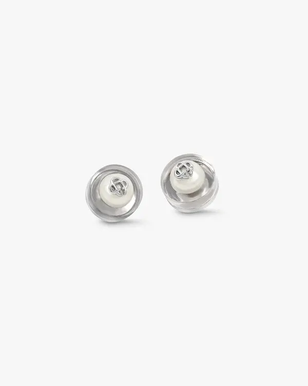 Casablanca Sci-fi Silver Pearl Ear Studs In By - White