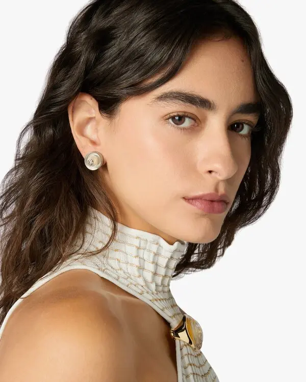 Casablanca Sci-fi Silver Pearl Ear Studs In By