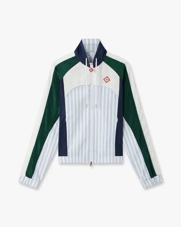 Casablanca Navy Pinstripe Panelled Track Jacket - White
