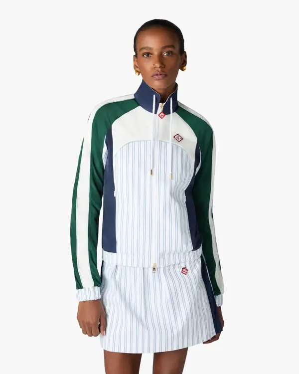 Casablanca Navy Pinstripe Panelled Track Jacket