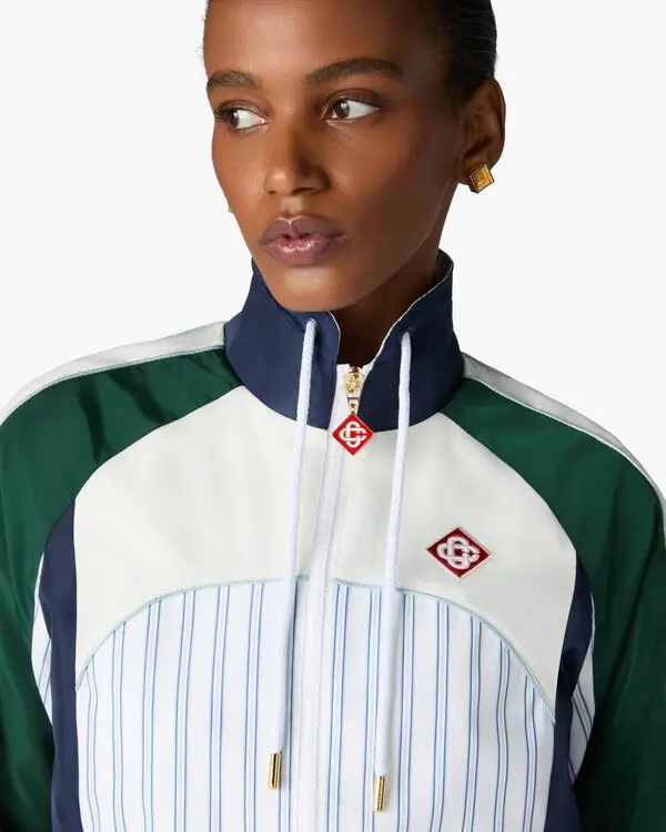 Casablanca Navy Pinstripe Panelled Track Jacket
