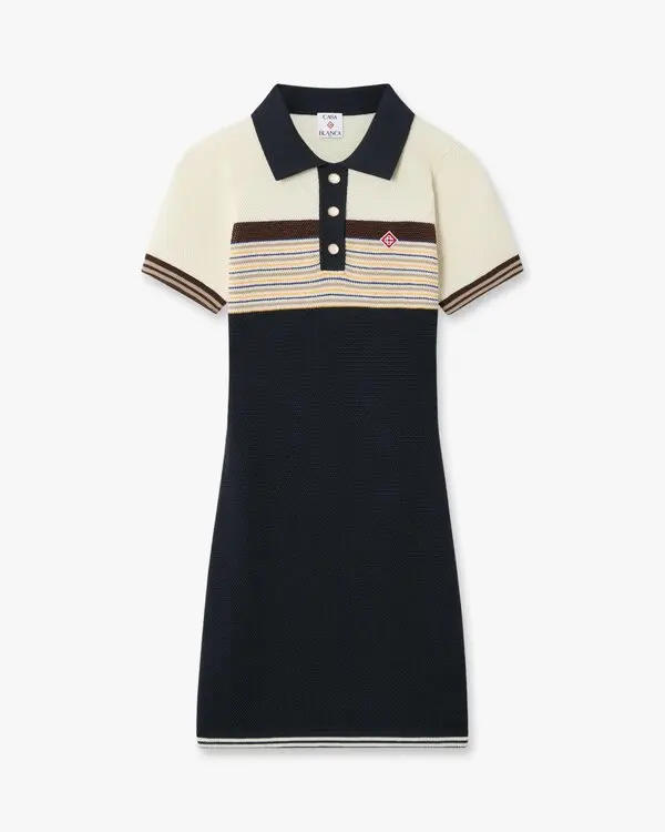 Casablanca Café Culture Wool Stripe Polo Mini Dress - Multicolor