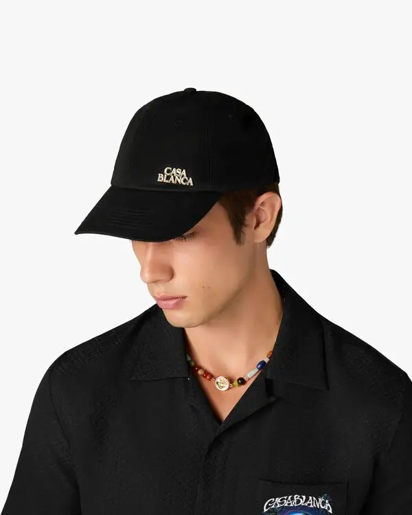 Casablanca Black Stacked Logo Rivet Cap By