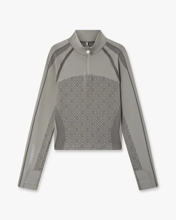 Casablanca Light Grey Seamless Monogram Long Sleeve Top