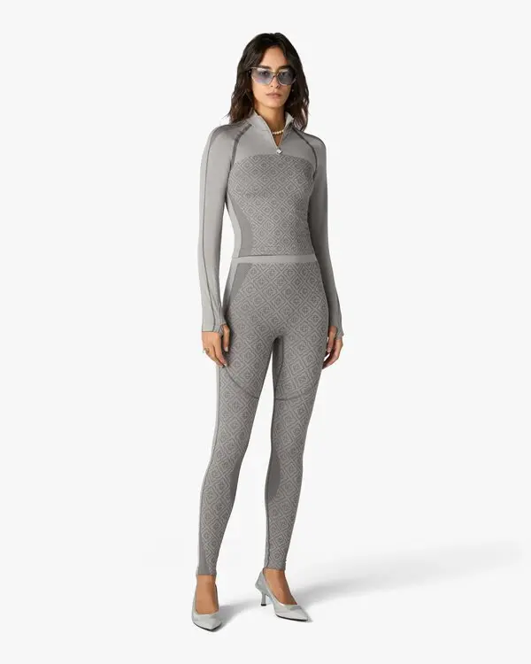 Casablanca Light Grey Seamless Monogram Long Sleeve Top