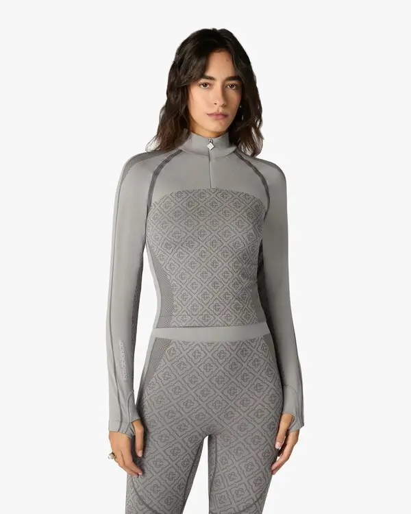 Casablanca Light Grey Seamless Monogram Long Sleeve Top