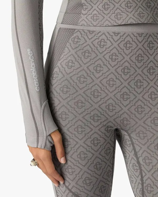 Casablanca Light Grey Seamless Monogram Long Sleeve Top