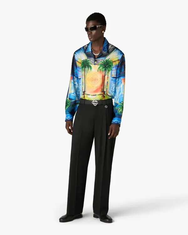 Casablanca Geometrie Sacree Long Sleeve Silk Twill Shirt - Multicolor