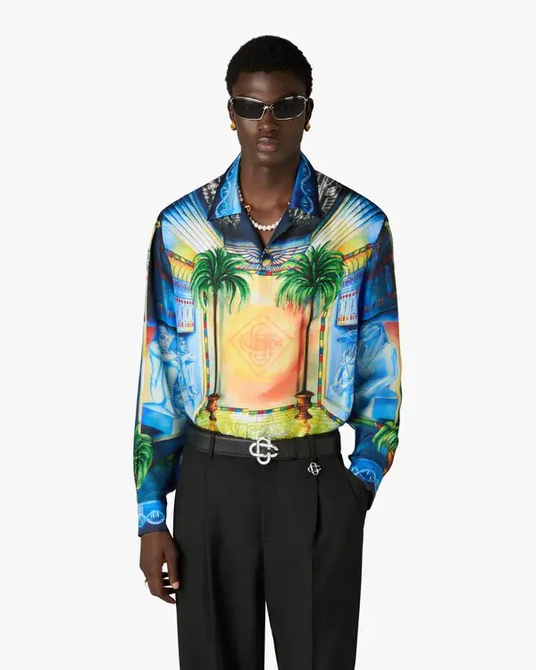 Casablanca Geometrie Sacree Long Sleeve Silk Twill Shirt - Multicolor