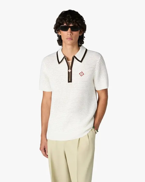 Casablanca Wool Waffle Stitch Short Sleeve Polo Shirt