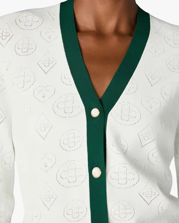 Casablanca White Pointelle Monogram Cardigan