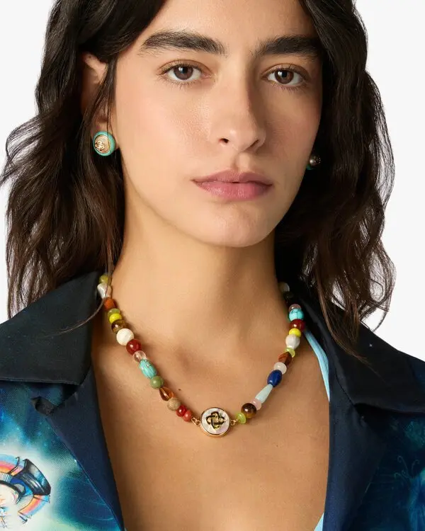 Casablanca Multi-colour Organic Stone Beaded Necklace By