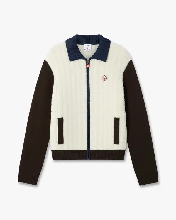 Casablanca Café Culture Wool Fleece Track Jacket - White