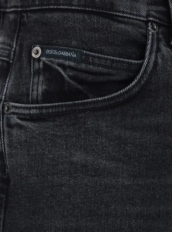 Dolce & Gabbana Jeans With Logo Patch On The Rear And Belt Loops In Denim - Black