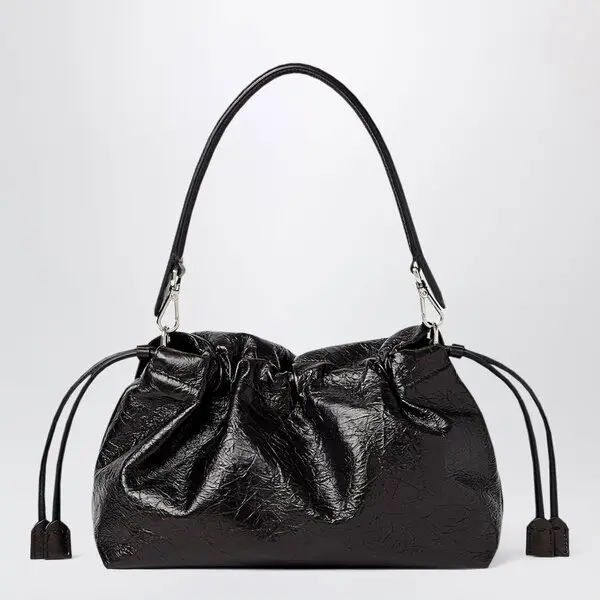 Fendi Baguetteâ® Soft Large Bag In Crackled Leather - Black