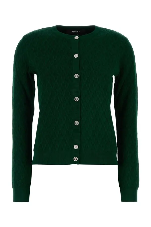 Versace Stretch Viscose Blend Cardigan - Green