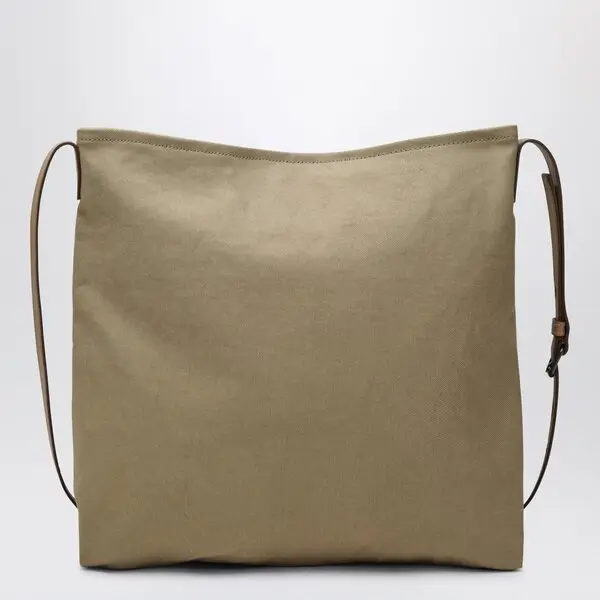 Prada Khaki Route Canvas And Leather Crossbody Bag - Cream