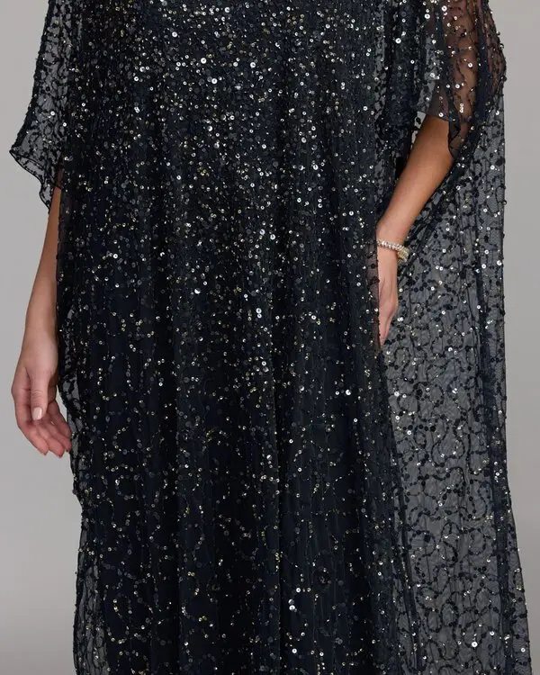 Mac Duggal Sequin Embellished Kaftan Gown