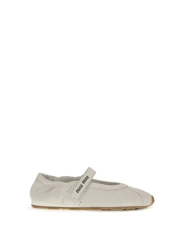 Miu Miu Plume Suede Ballerinas - White
