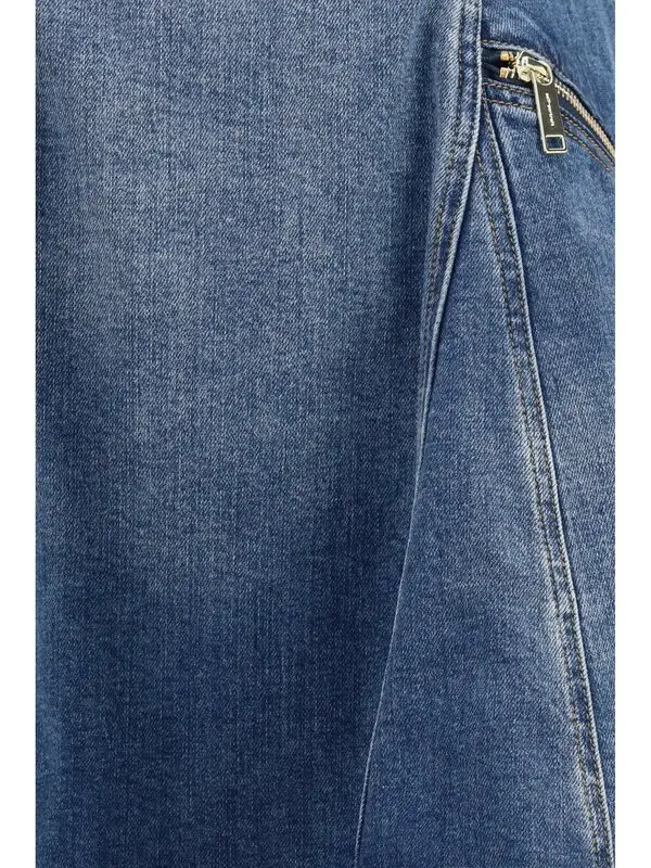 SELF-PORTRAIT Denim Flared Mini Dress