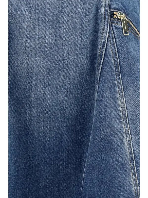 SELF-PORTRAIT Denim Flared Mini Dress