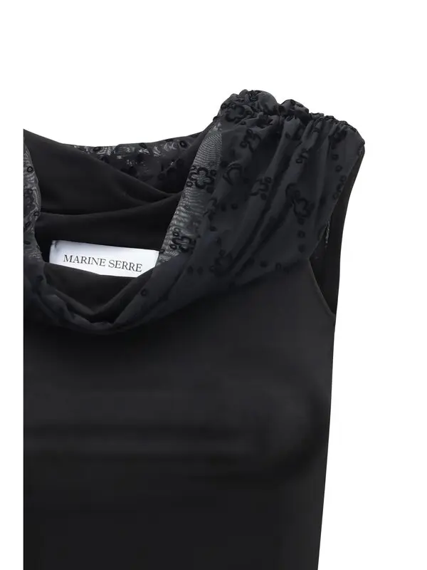 MARINE SERRE Off Shoulder Draped Top - Black
