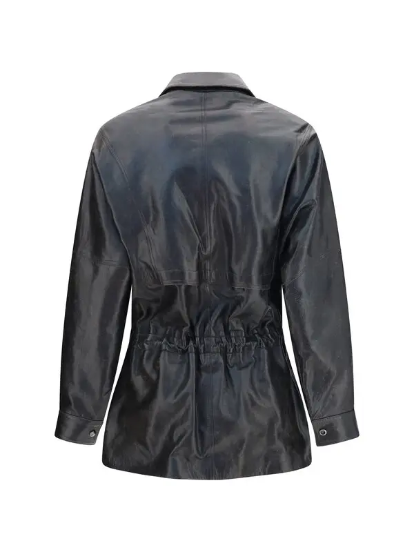 Magda Butrym Vintage Leather Jacket With Drawstring