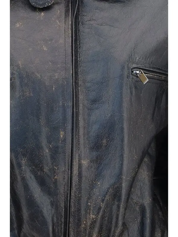 Magda Butrym Vintage Leather Jacket With Drawstring