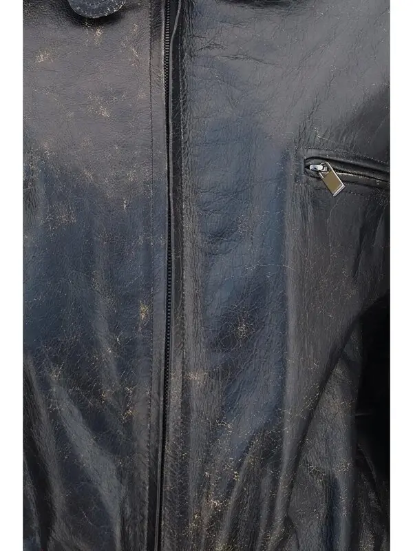 Magda Butrym Vintage Leather Jacket With Drawstring