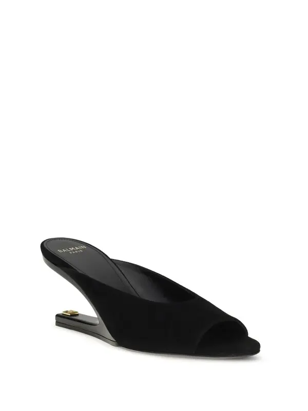 Balmain Suede Open-toe Mules - Black