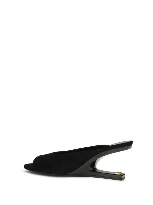Balmain Suede Open-toe Mules - Black