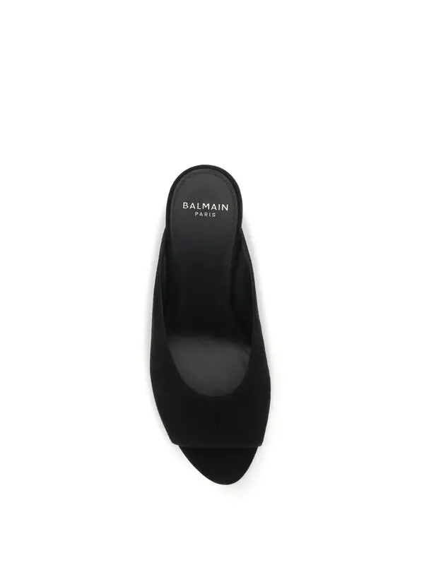 Balmain Suede Open-toe Mules - Black