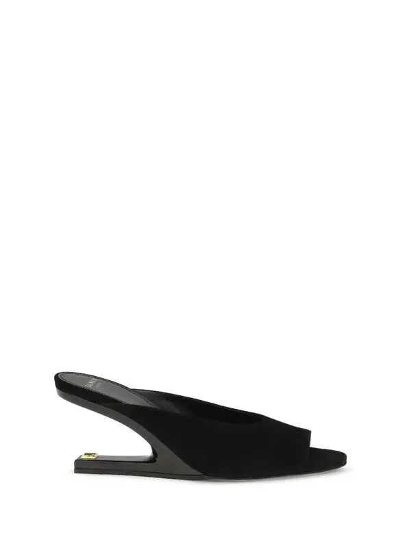 Balmain Suede Open-toe Mules - Black