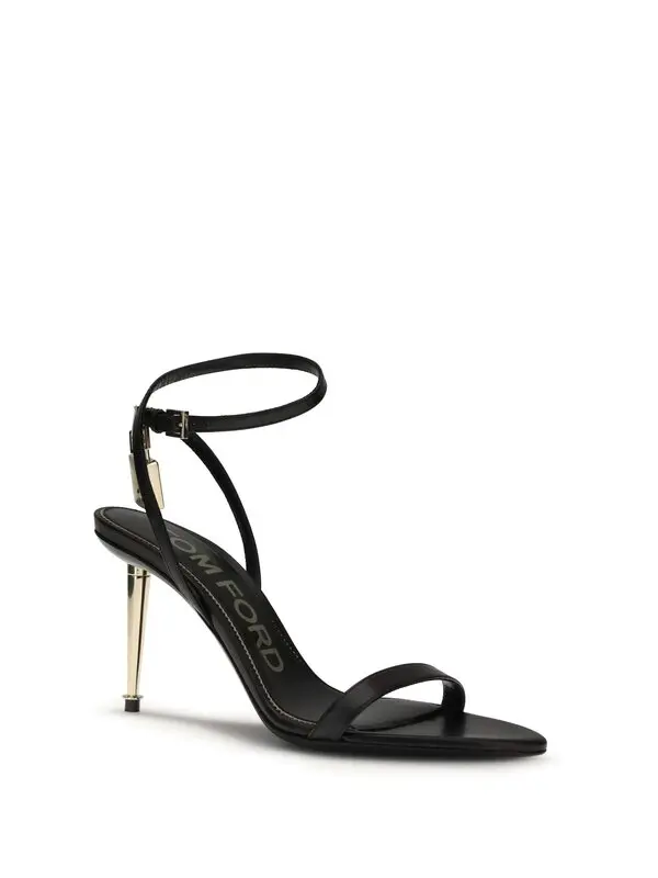 TOM FORD Shiny Leather Padlock Pointy Naked Sandal