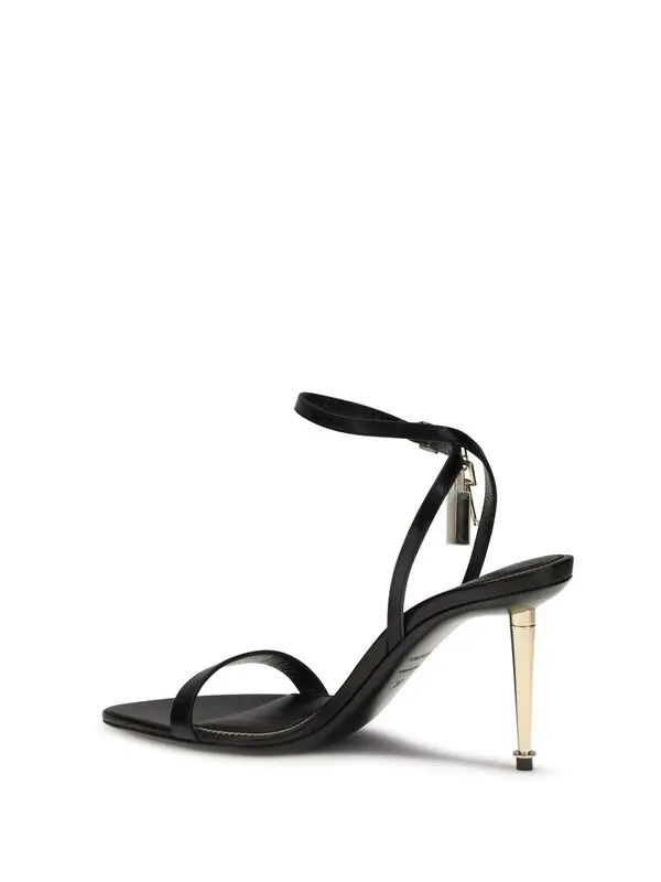 TOM FORD Shiny Leather Padlock Pointy Naked Sandal