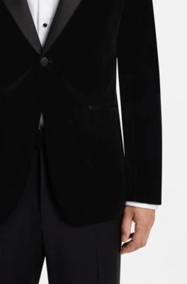 BOSS Slim-fit Tuxedo Jacket In Cotton Velvet