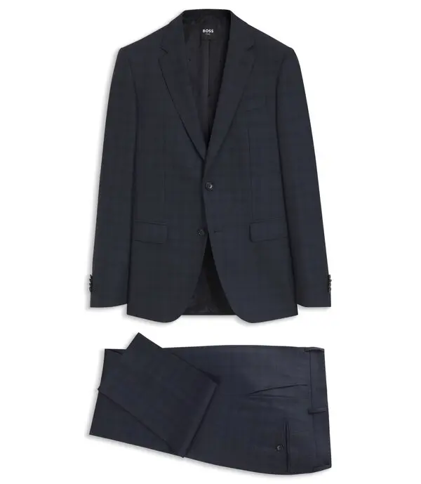 BOSS One Two-piece Slim-fit Suit In Checked Virgin Wool